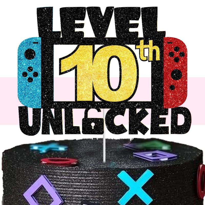 10 LEVEL UNLOCKED Birthday Cake Topper - 10th Happy Birthday Gamepad ...