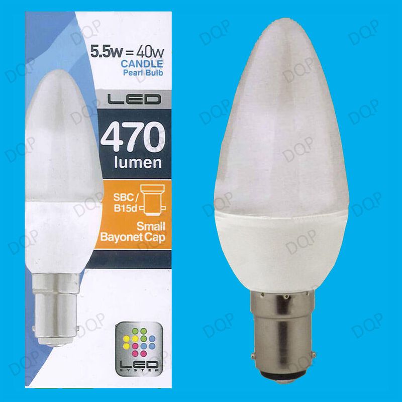 1x 5.5W LED Ultra Low Energy, Instant On, Pearl Candle Light Bulb, SBC ...