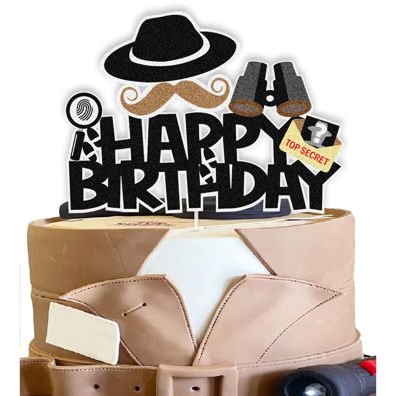 Secret Agent Spy Cake Toppers Detective Birthday Decoration with Secret ...