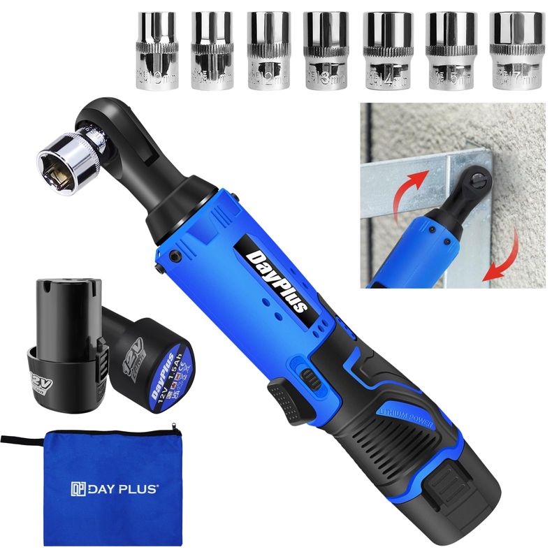 Cordless Ratchet Wrench Set, 3/8" Electric Ratchet Wrench 40N.m, 0-300 ...