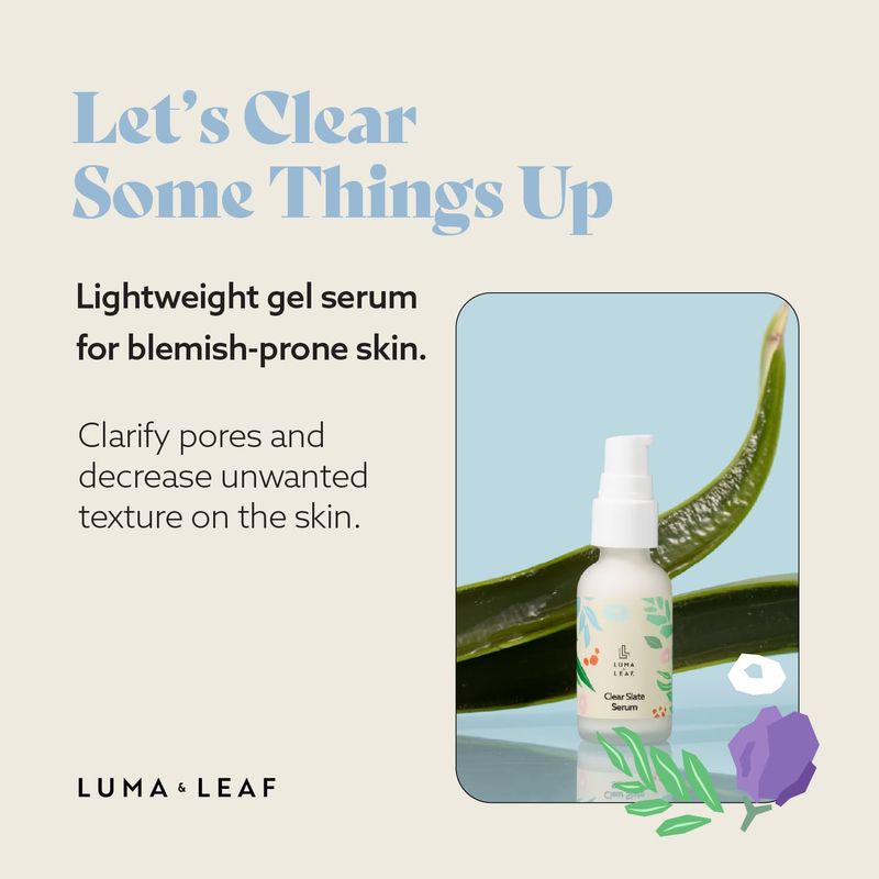 LUMA & LEAF Clear Slate Niacinamide Serum – Acne & Redness Relief with ...