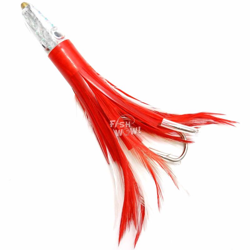Fish WOW! 6" Fishing Tuna Feather Rig Trolling Bullet Jet Head Lure ...