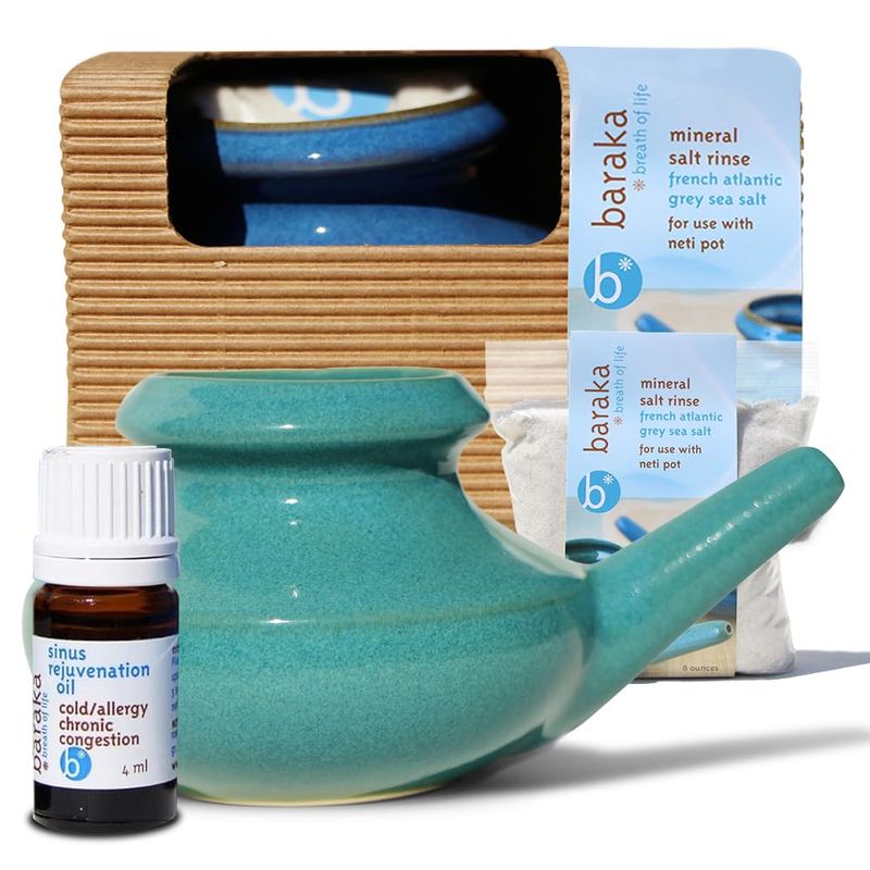 Baraka Sinus Care Kit: Complete Nasal Relief System with Jade Ceramic ...