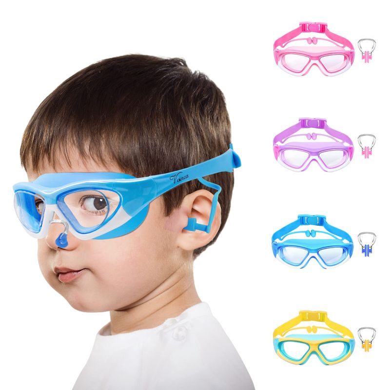 Vvinca Kids Swim Goggles, Wide View Anti-Fog Quick Adjustable Strap ...