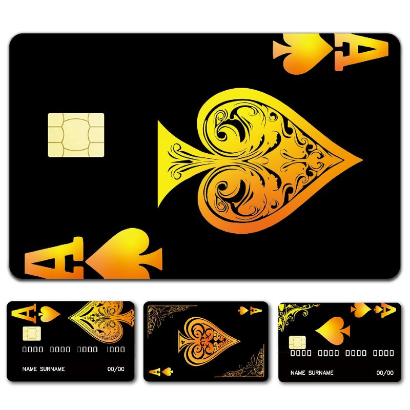 CREATCABIN 4 Styles Black Spades A Credit Card Skins Playing Ace Debit ...