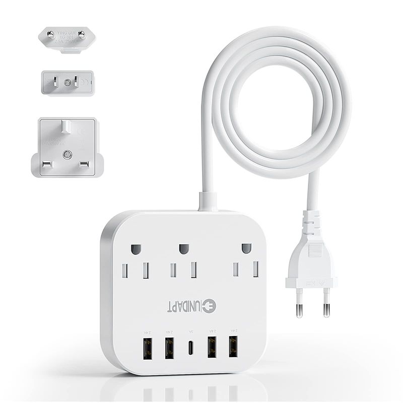 European Plug Adapter, Unidapt US to UK Europe Power Strip for EU/UK/US ...