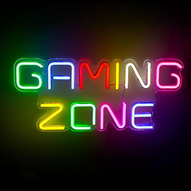 Dhqkqg Gaming Zone Neon Light Sign, Colorful Game Neon Sign for Wall ...