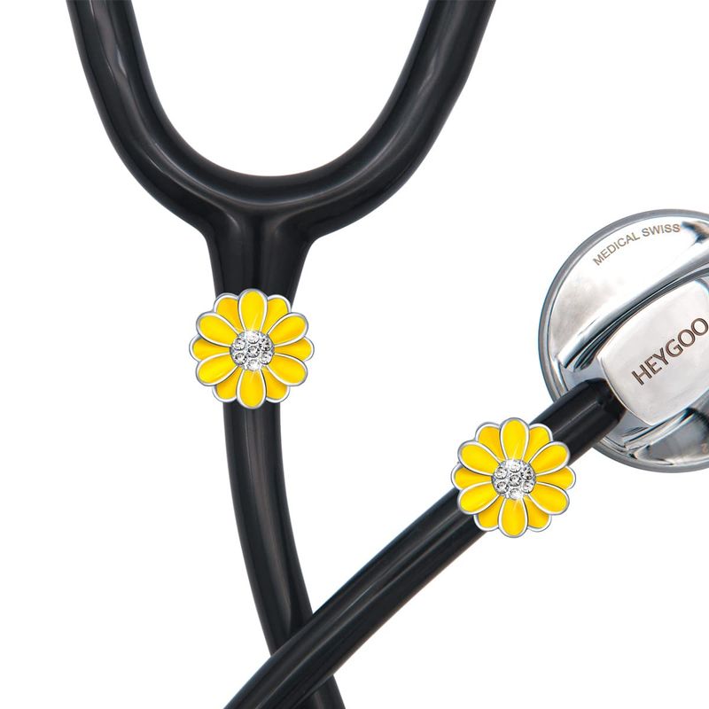 HEYGOO 2 Pack Sunflower Bling Stethoscope Charms, Unique Stethoscope Id ...