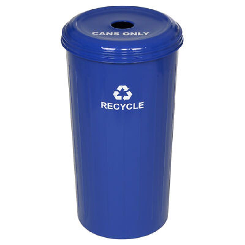 Round Steel Blue Recycling Container Lid Blue 20 Gallon - Online ...