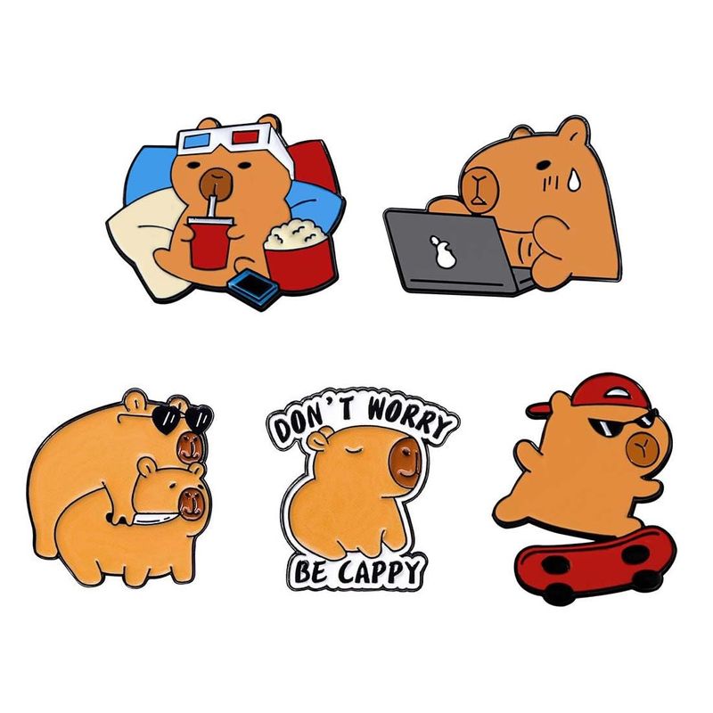 Tomedeks 5 Pcs Capybara Enamel Pins,Cute Pins,Cute Capybara Cartoon ...
