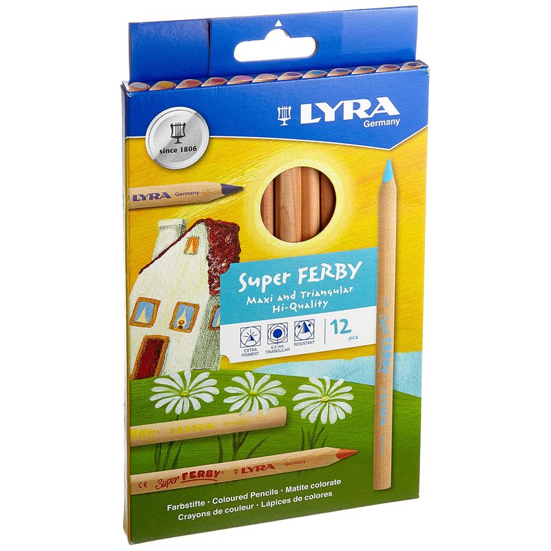 LYRA Super Ferby Nature Wooden Chunky Colouring Pencils, 12 Assorted ...