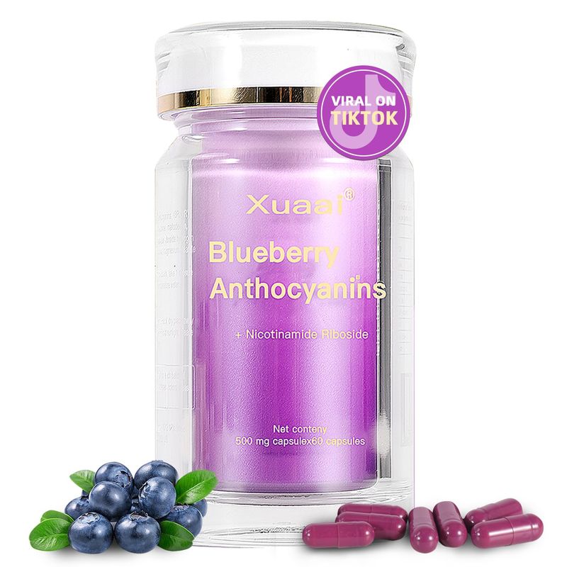Blueberry Anthocyanins Capsules - Blueberry 10:1 Extract, Premium NAD+ ...
