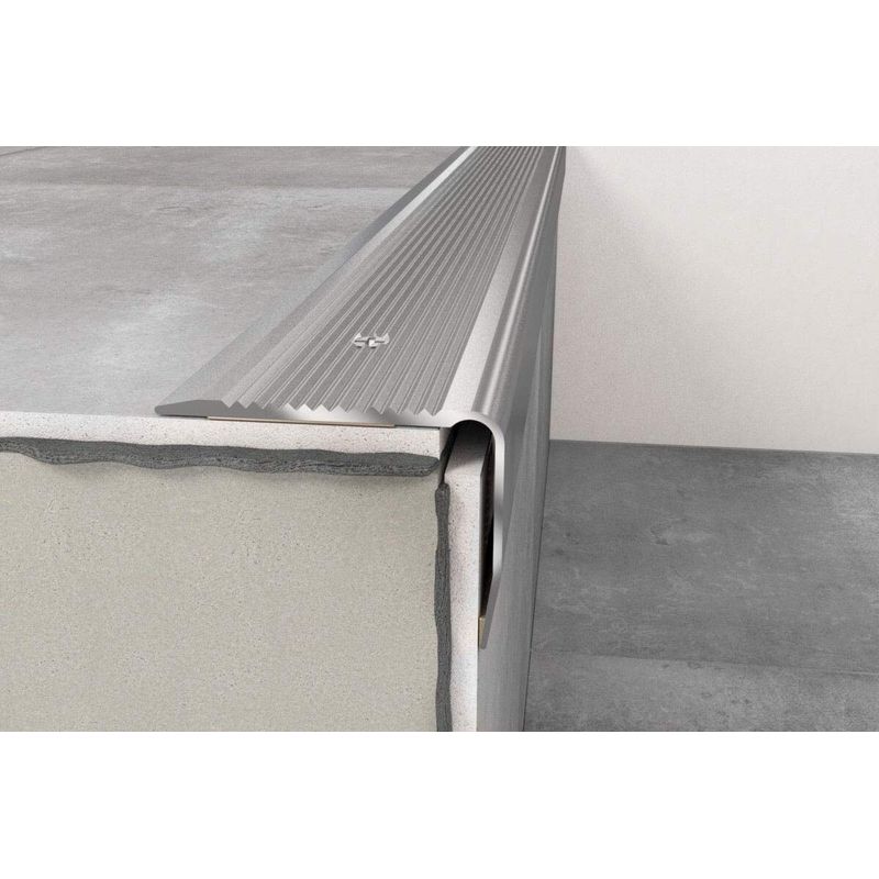 Aluminium Stair Nosing Edge Grooved Rubust Trim Step Nose Edging -1.20M ...