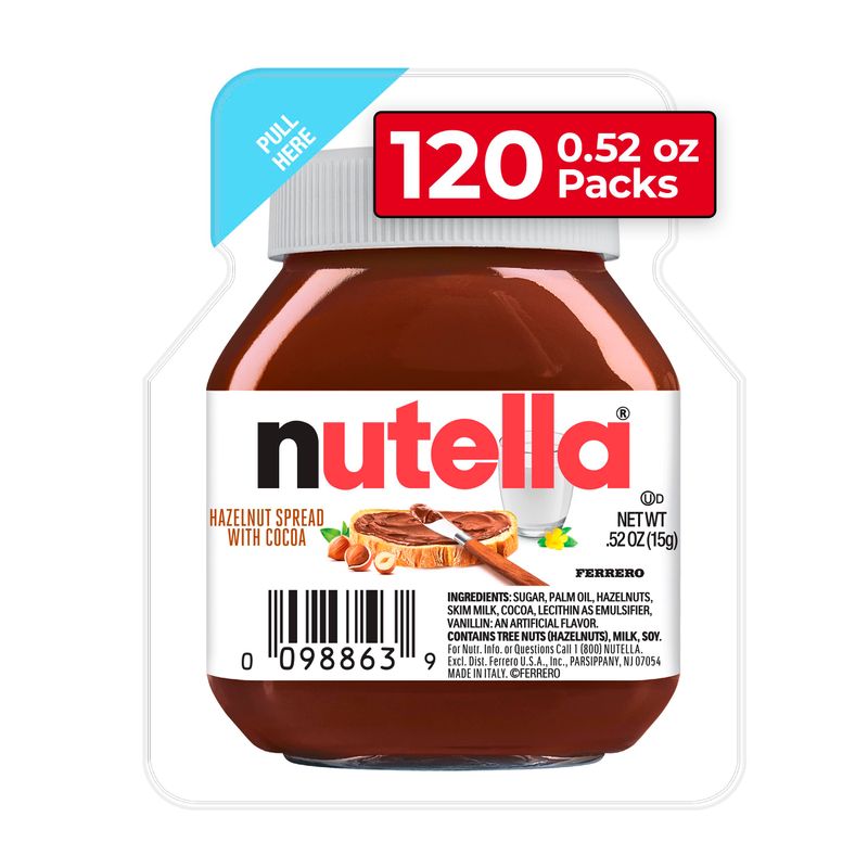 Nutella Hazelnut Spread Single Serve Mini Cups, 120 Packs, Baking ...