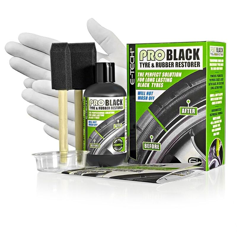 E-TECH PRO BLACK Tyre and Rubber Restorer Kit - Black Tyre and Rubber ...