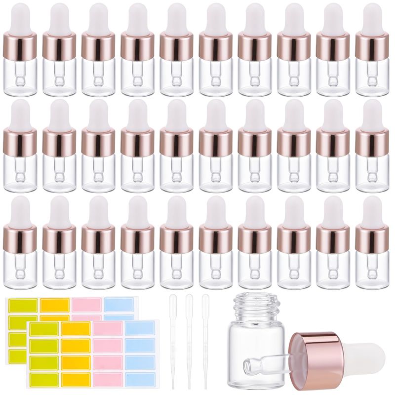 FRIUSATE 30pcs 2ml Dropper Bottle, Mini Empty Glass Dropper Bottles ...