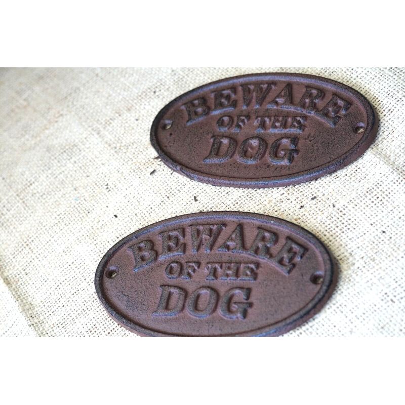 Cast Iron Antique Style Durable Vintage 2 Beware of The Dog Signs ...