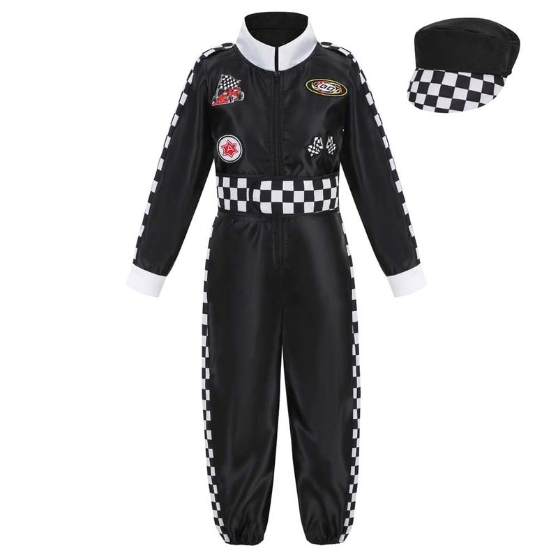LMYOVE Kids Race Car Driver Costume Boys Girls Racing Halloween Play ...