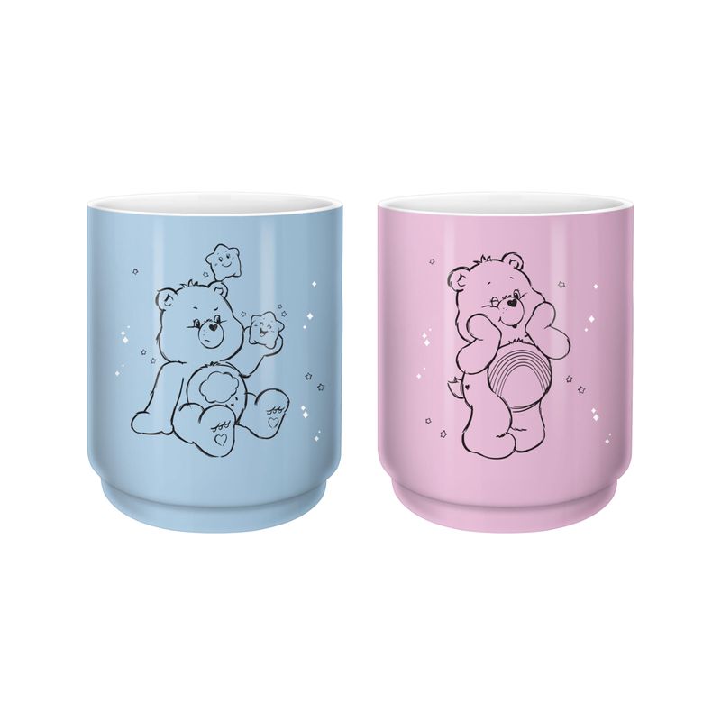 Silver Buffalo Care Bears Sketch Stars Grumpy And Cheer 2pc 12oz ...
