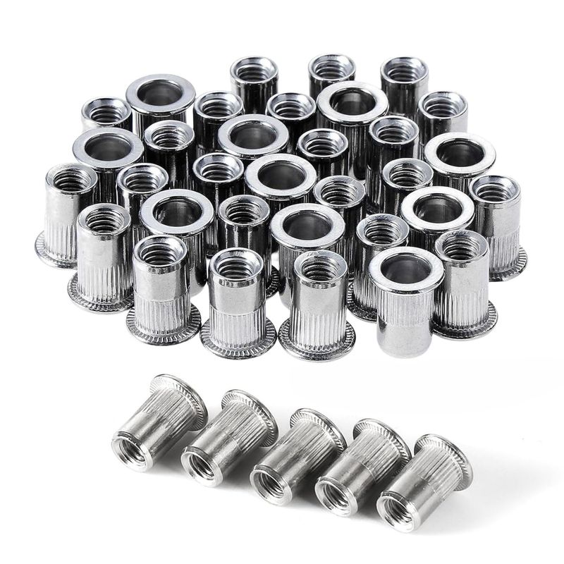 50pcs M6 Rivet Nuts, Stainless Steel Threaded Insert Nut Rivnuts ...