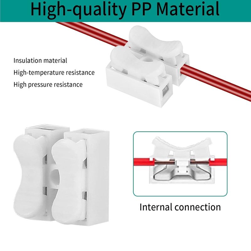 100pcs CH2 Quick Connector Spring Wire Blocks Cable Clamp Terminal ...