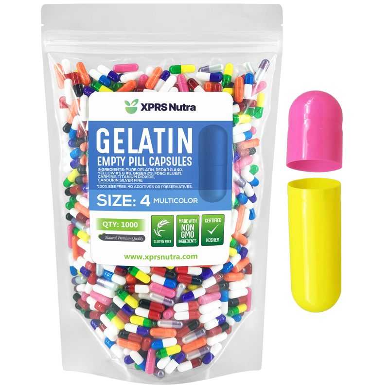 XPRS Nutra Size 4 Empty Capsules - 1000 Count Small Empty Gelatin ...