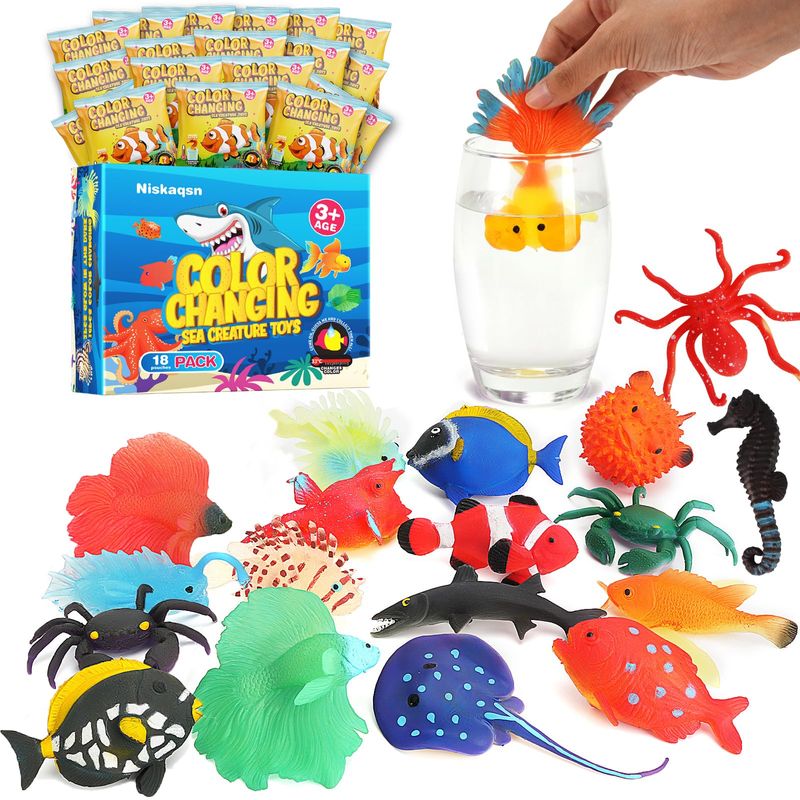 18 Pack Color Changing Sea Animal Toys,Change Color Ocean Animals,Mold ...