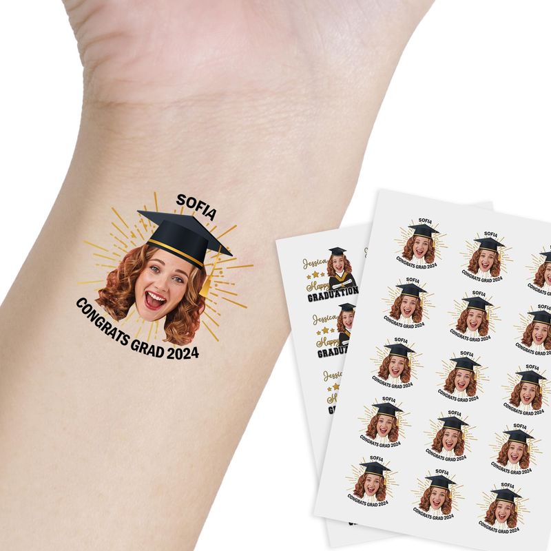 Custom Graduation Tattoos Personalized Face Temporary Tattoos with Name ...
