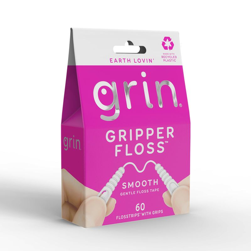 GRIN Gripper Floss, Individually Wrapped Smooth Dental Floss, 60 Count ...