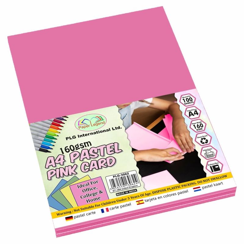 Pack of 10 / A4 Pastel Pink Card 160gsm Activity Card Paper for Art ...