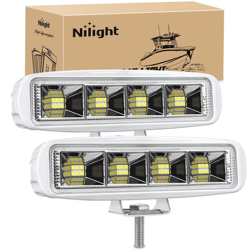 Nilight Marine LED Pods Navigation Lights 2PCS 72W White Flood Beam ...