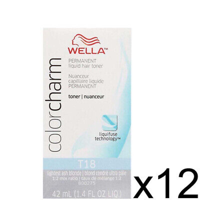 SALON WELLA COLOR CHARM COLOR TONER LIQUID T18 LIGHTEST ASH BLONDE PACK ...