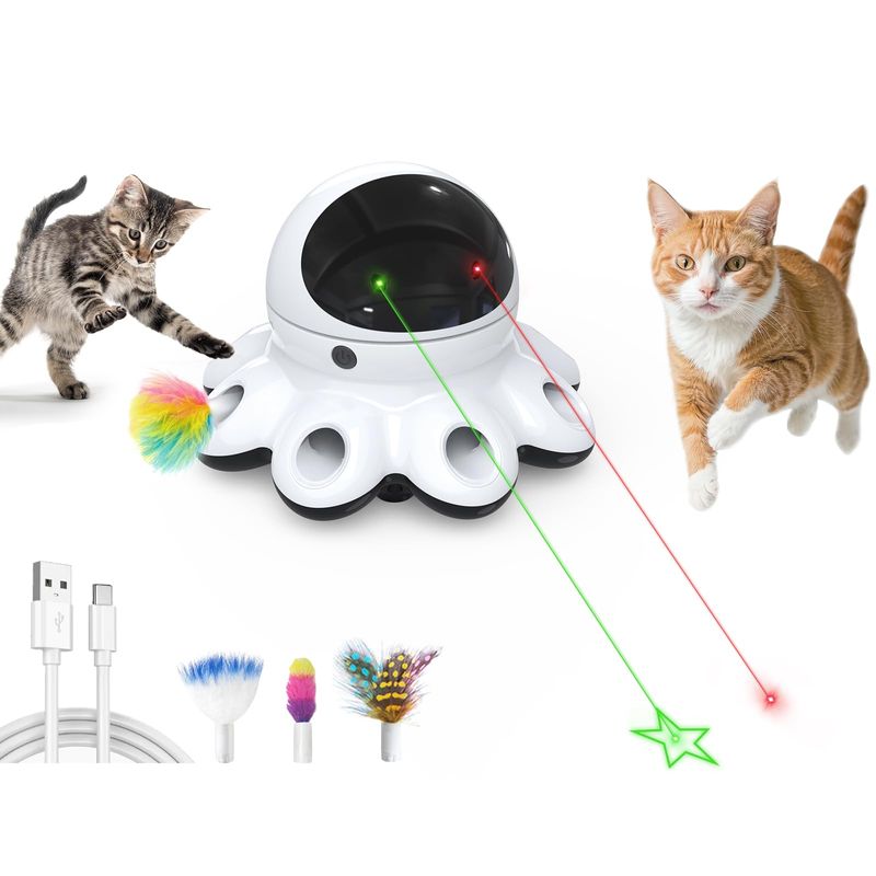 ORSDA Cat Laser Toy, 2-in-1 Green Laser Cat Toys, Automatic Cat Toys ...
