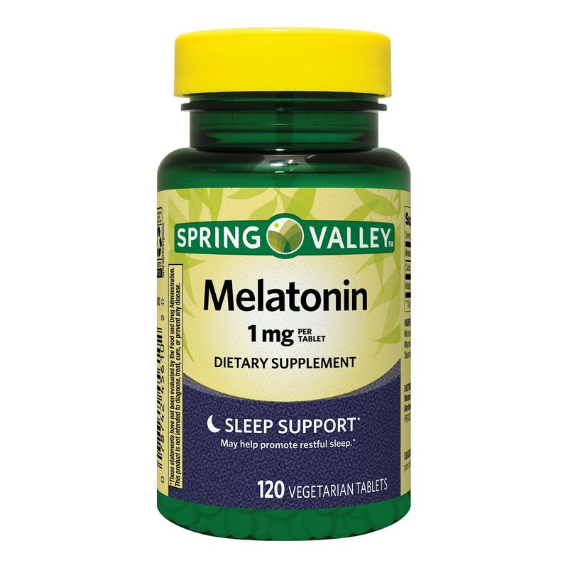 Spring Valley Melatonin Tablets Dietary Supplement, 1 mg, 120 Count ...