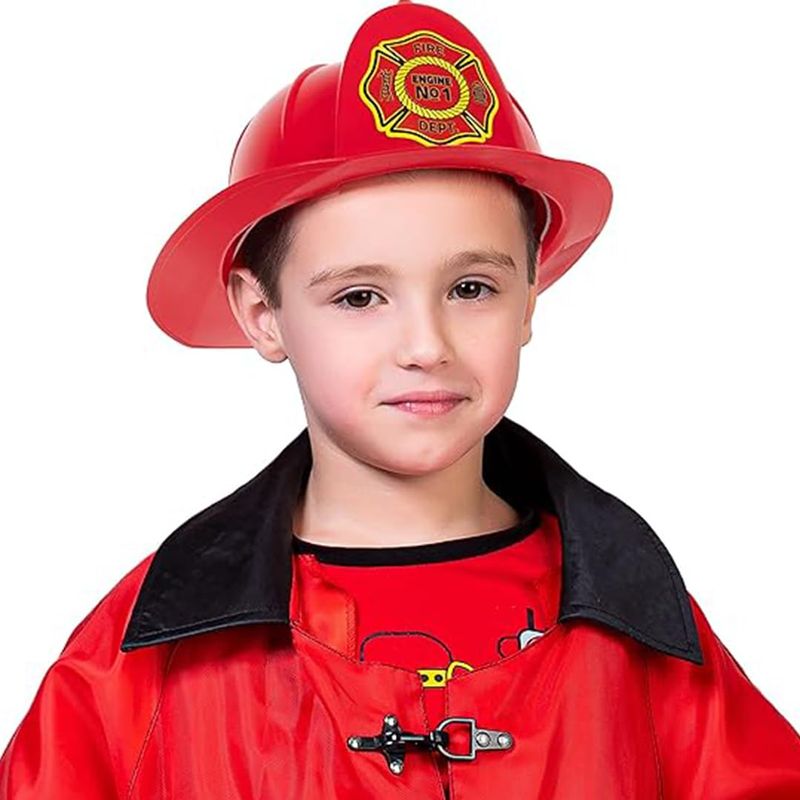 Firefighter Hat, Fireman Plastic Red Hat, Halloween Costumes for Boys ...