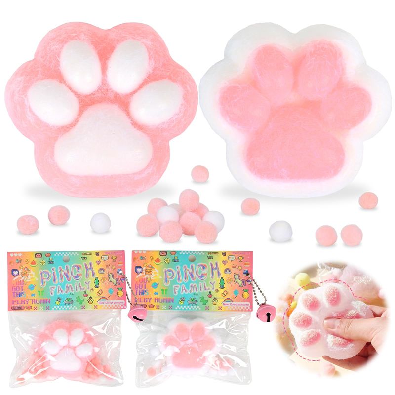 2PCS Cat Paw Squishy Toys, Mini Kawaii Cat Squeeze Toys, Cute Soft ...