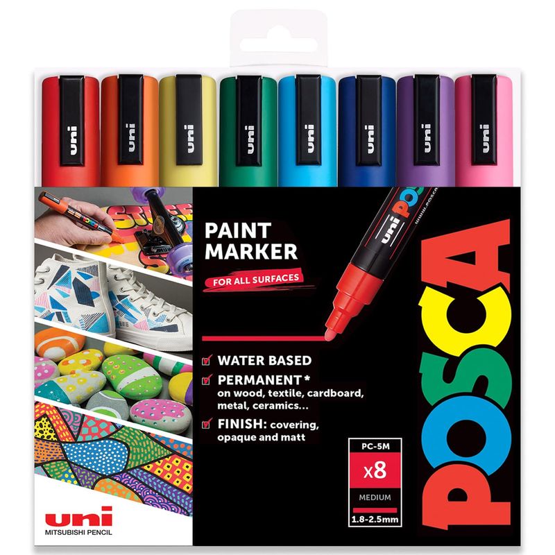 Posca - PC-5M Paint Marker Art Pens - 1.8-2.5mm Nib - Essentials Set of ...