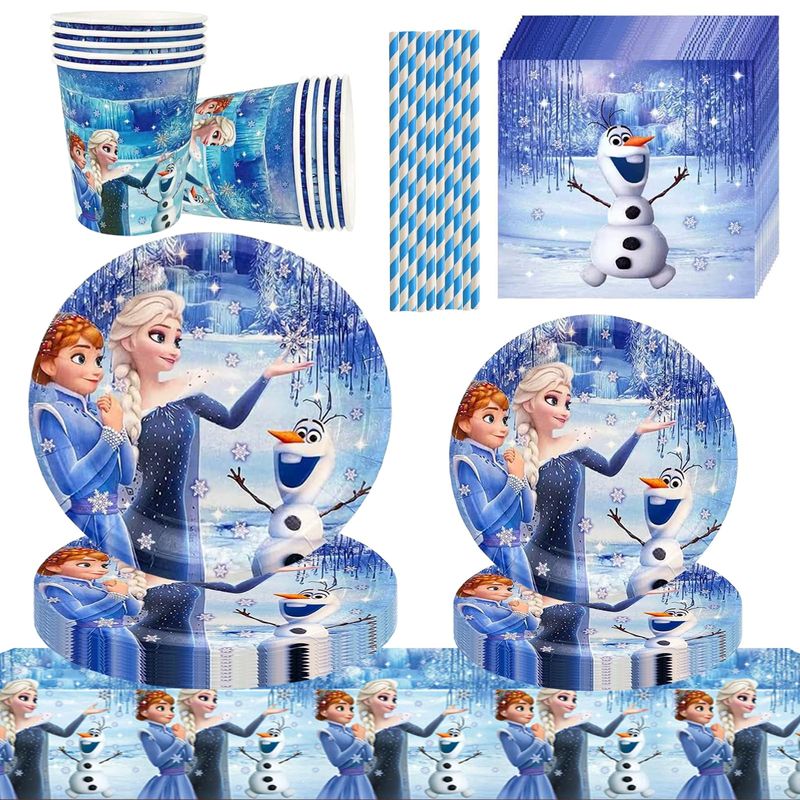 61 Piece Frozen Birthday Decoration Party Tableware Set, Ice Princess ...