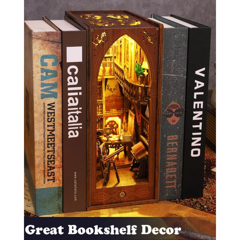 DIY Book Nook Kit, Bookshelf Insert Decor Alley 3D Wooden Puzzles with ...