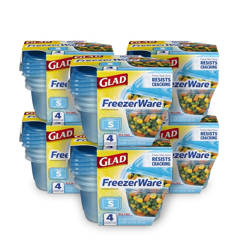 Gladware Freezerware Food Storage Containers, Small Rectangle Holds 24 ...