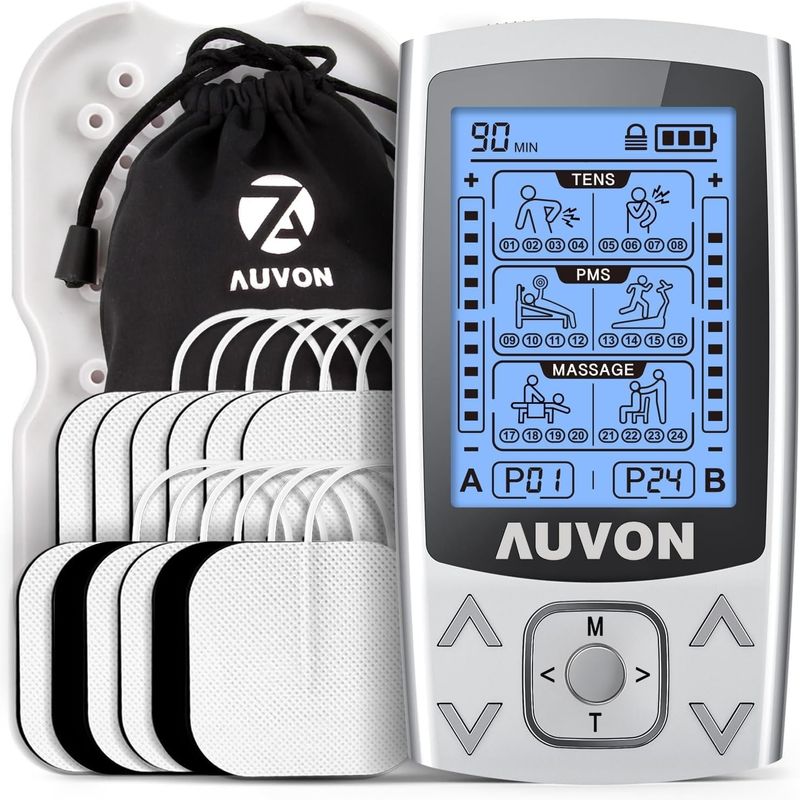 Dual Channel TENS EMS Unit 24 Modes Muscle Stimulator Rechargeable with ...