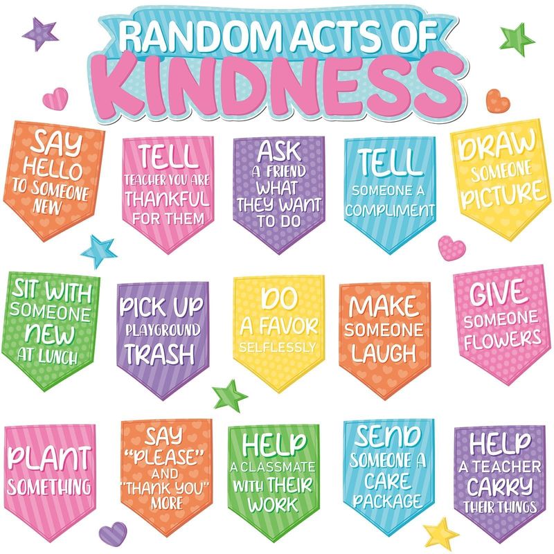 QOUBAI Random Acts of Kindness Bulletin Board Set Colorful Motivational ...