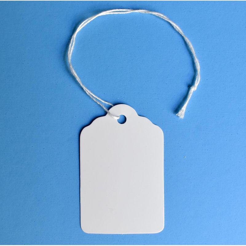500 Merchandise Tags with String Attached - 2 1/4” x1 7/16” - White ...