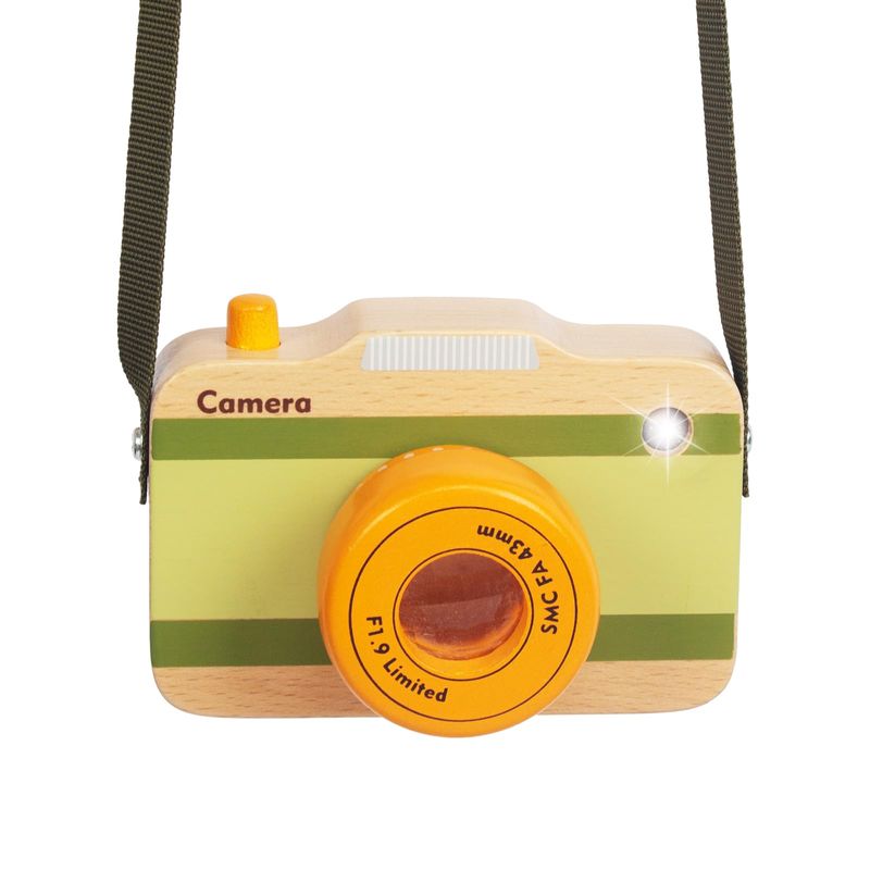 Wooden Mini Pretend Camera Toy with Real Sounds and Light for Toddlers ...