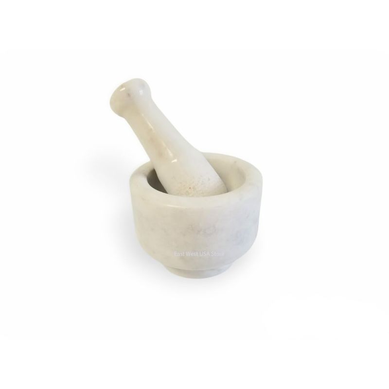 IKM White Marble Mortar Pestle, Traditional Khal Dasta, Khal Batta ...