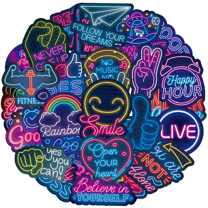 Neon Motivational Stickers 100 Pcs Positive Affirmation Inspirational ...