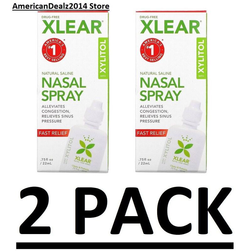 2 PACK - Xlear Nasal Spray, Natural Saline Nasal Spray with Xylitol 0. ...