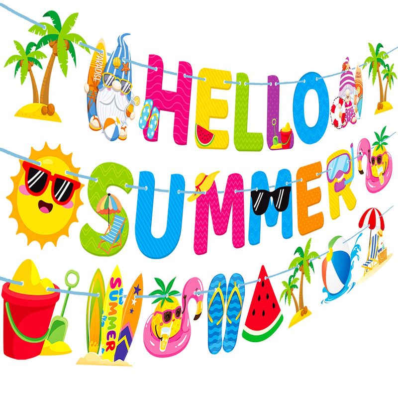Hello Summer Banner Summer Party Decorations Beach Party Decoration ...