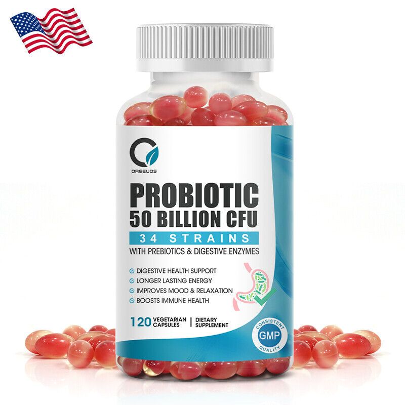 Probiotics 50 Billion CFU 34 Probiotic Strains Prebiotics for Digestive Health - Online ...