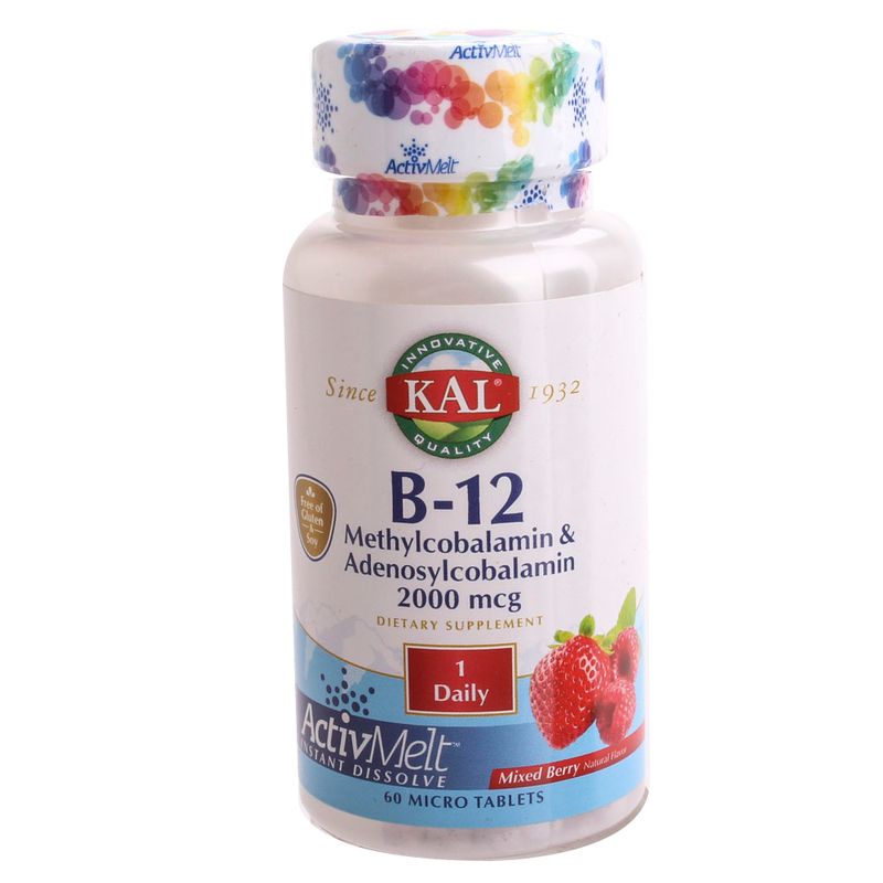 Kal B-12 Methylcobalamin & Adenosylcobalamin 2000mcg Activmelt Mixed ...